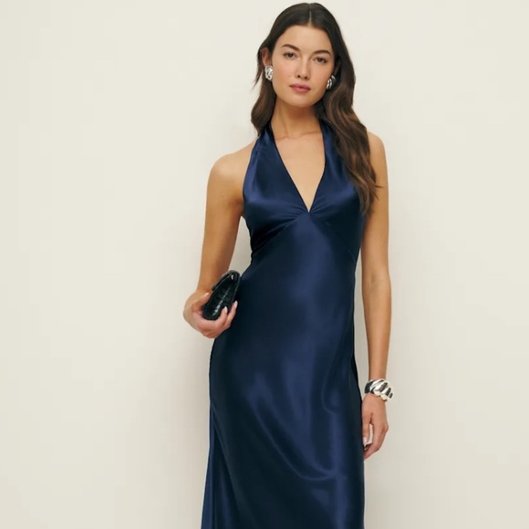 Reformation | Dresses | Reformation Daniela Silk Dress Navy Size 6 ...